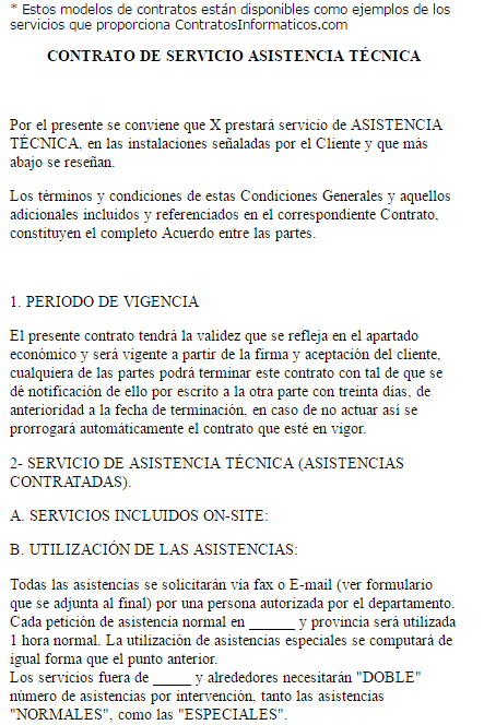 tipos de soporte tecnico : Ejemplo de contrato SLA o de mantenimiento