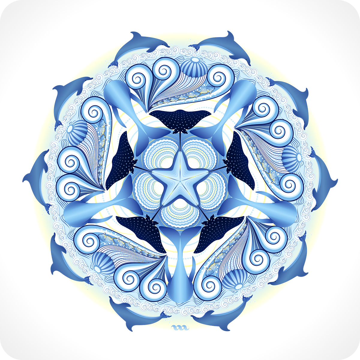 Mandalas Marinos realizados con gráficos vectoriales