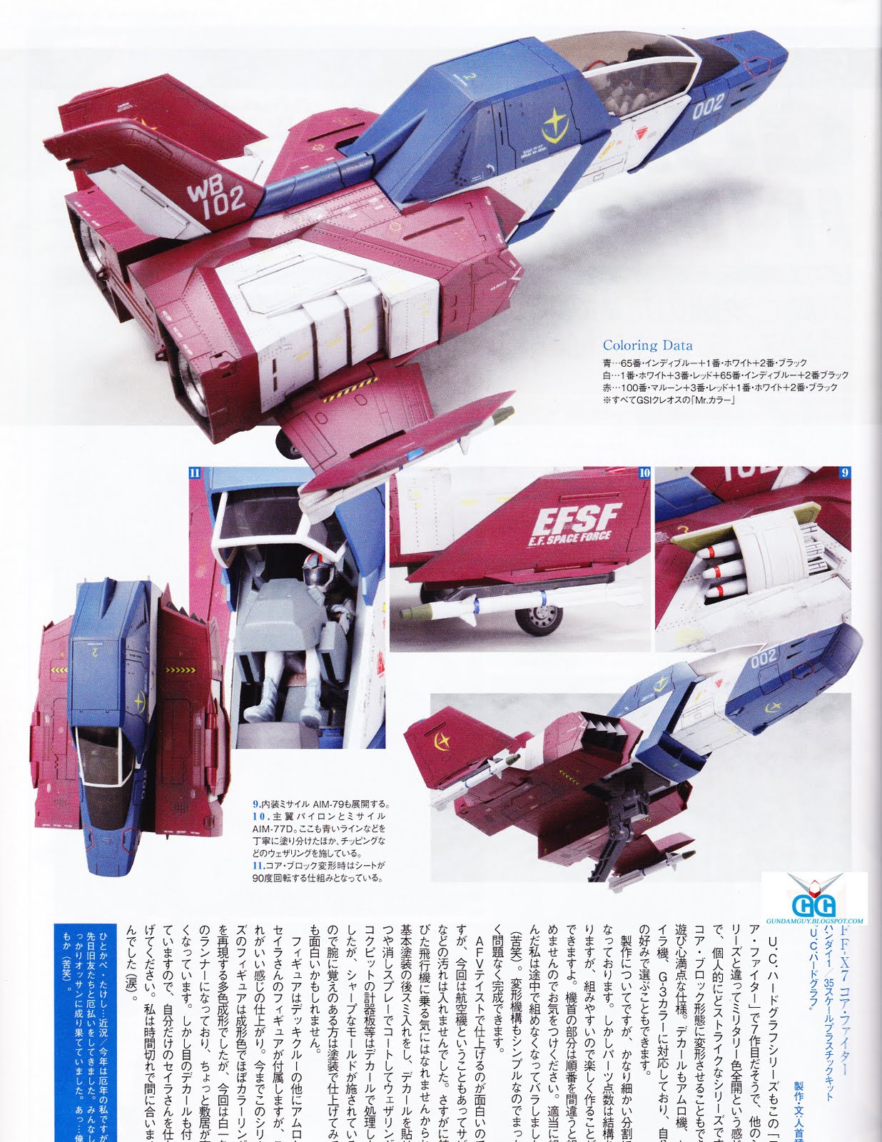 GUNDAM GUY: U.C. Hard Graph 1/35 FF-X7 Core Fighter - Hobby Magazine Scans