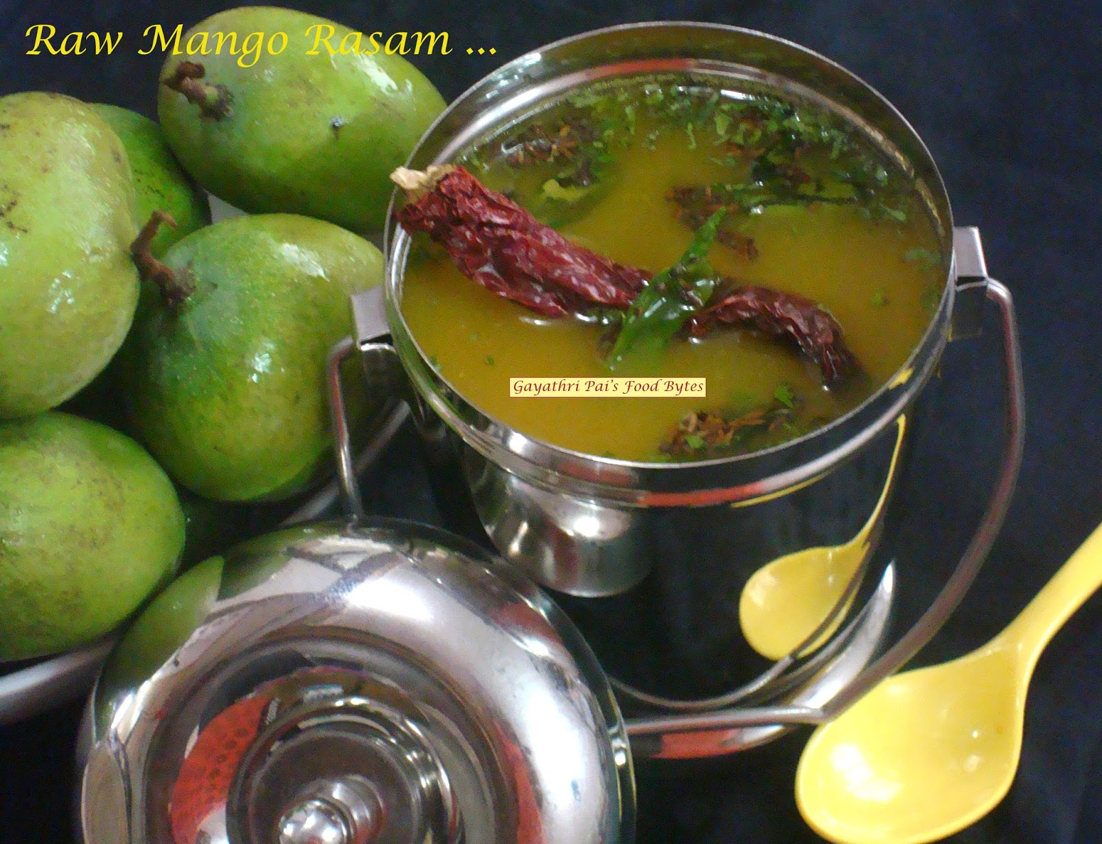 Gayathri Pai's Food Bytes: Spicy Tangy Raw Mango Rasam.