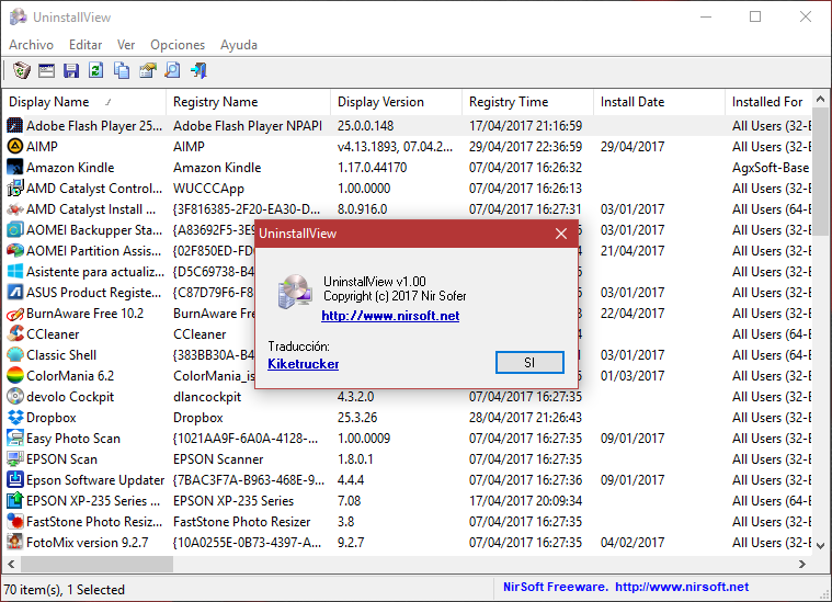 UninstallView 1.50 - Ver multitud de detalles de tus programas y desinstalarlos rápidamente ...