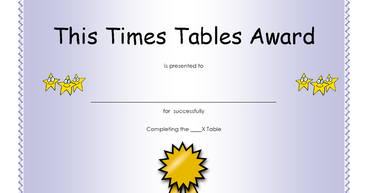 Free Printable Times Tables Awards Certificate ~ Parenting Times