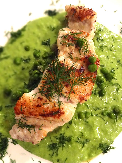 Scrumpdillyicious: Sautéed Lingcod with Creamy Pea Purée