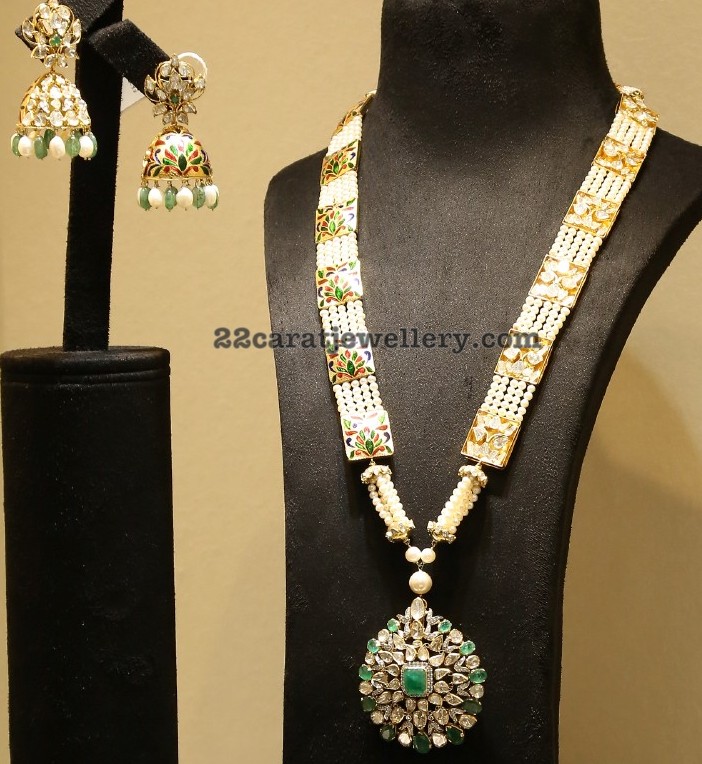 Meena Work Pearls Long Chain - Jewellery Designs