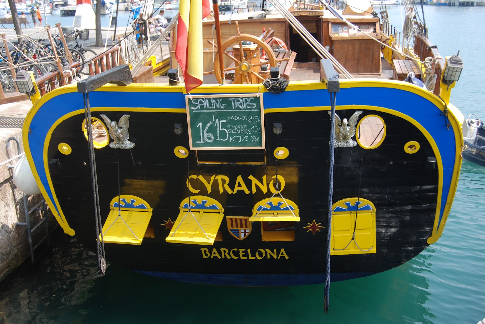 tall ships and the beauty of sailing: Brigantine "CYRANO" at Barcelona
