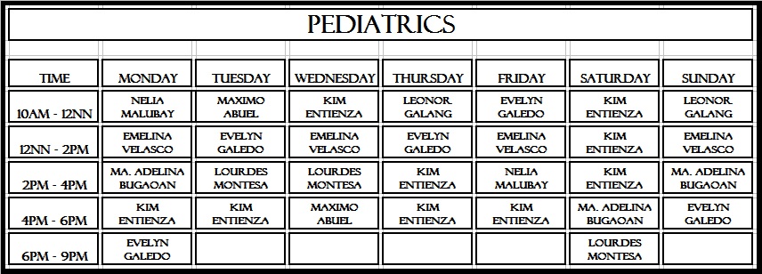 Primecare Multi-Specialty Health Systems, Inc.: Doctor's Schedules