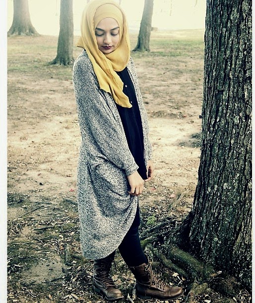 Vintage Hijab Style with Boots by Sania Siddiqui