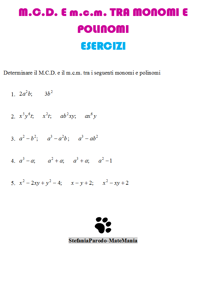 MateMania: MCD e mcm tra monomi