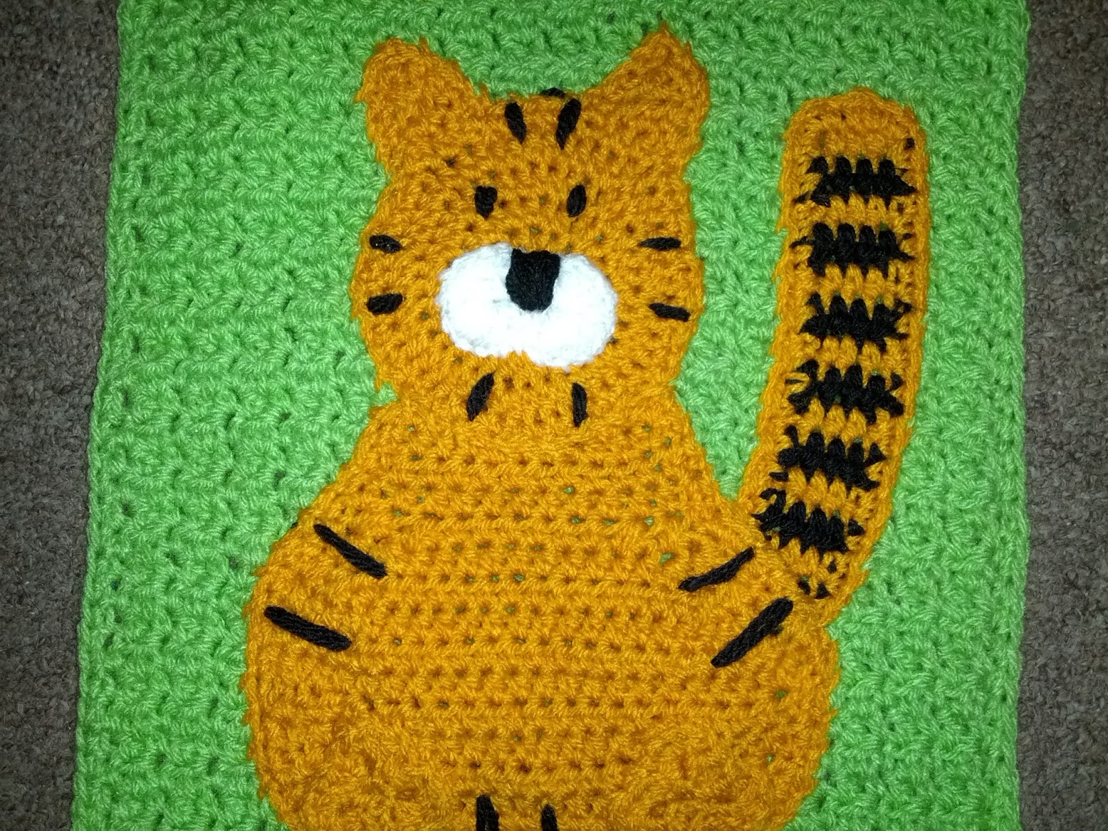 Blooming Lovely: WIP - Crochet - Zoo Blanket - Tiger Applique