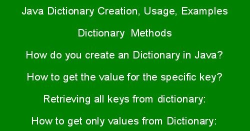 How to create a dictionary in Java - Java.util.Dictionary Examples ...