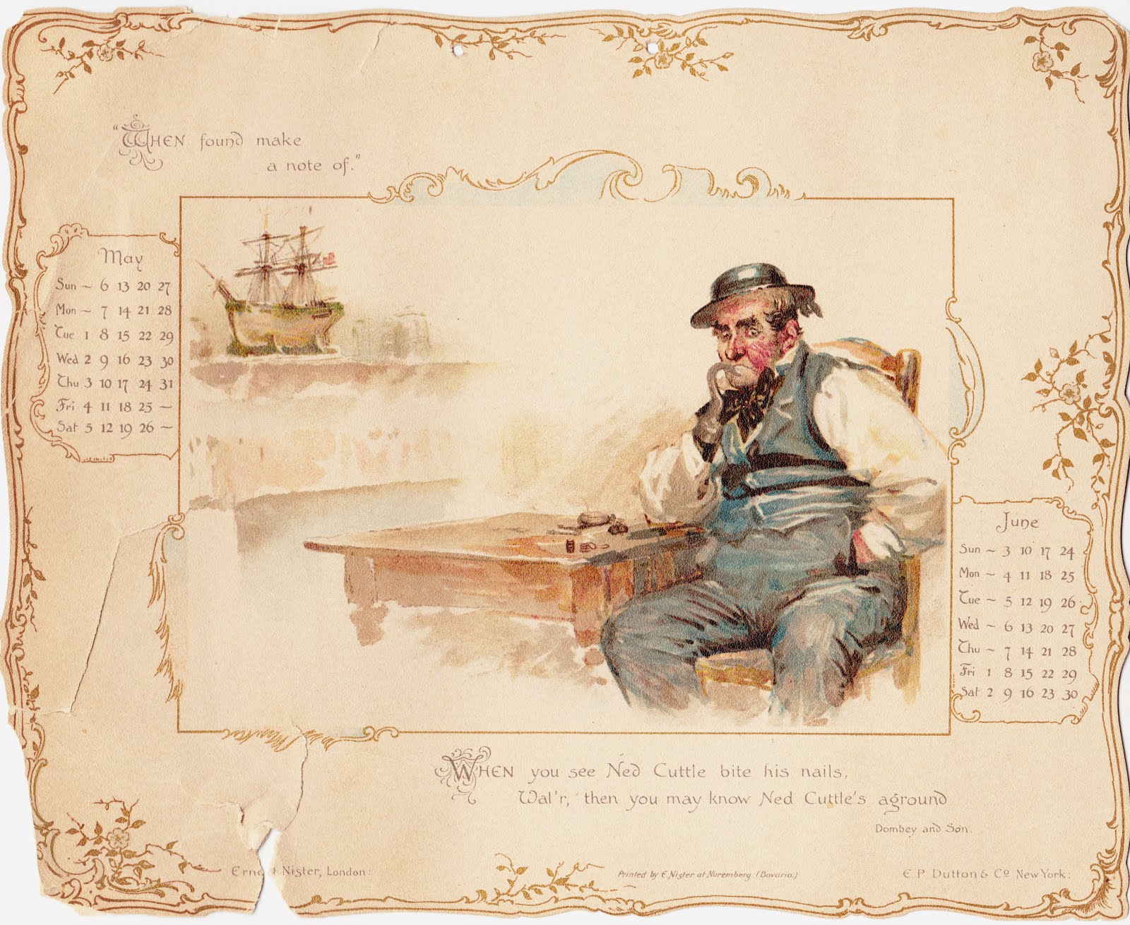 Papergreat: Old calendar page with a "Dombey and Son" theme