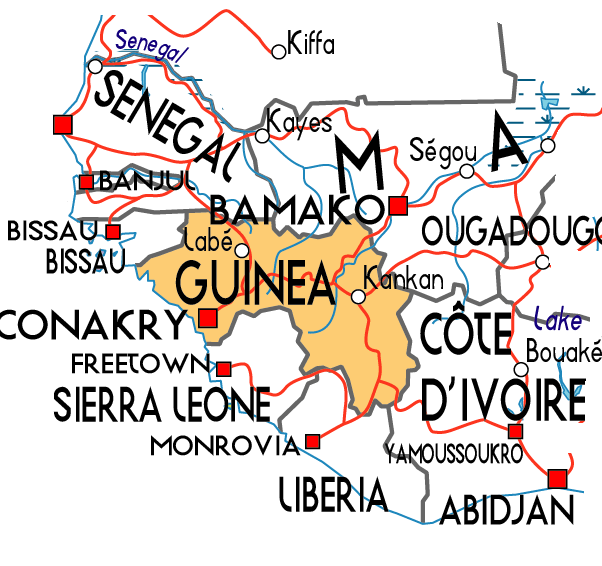 Map of Guinea Country Area | Map of Africa Country Regional Political