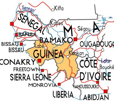Map of Guinea Country Area | Map of Africa Country Regional Political