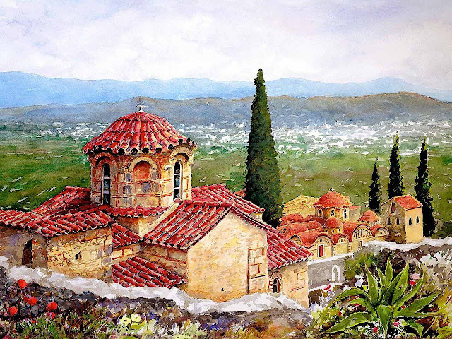 Standart: Watercolor paintings of Greece created by artist Pantelis ...