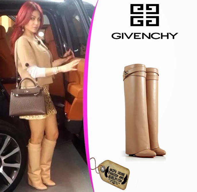 Haifa wehbe fashion and jewelry: Haifa Wehbe wearing BeigeLeather Knee ...