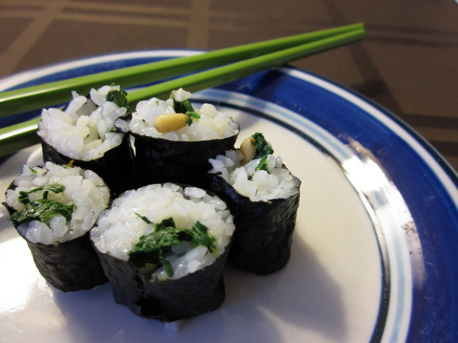 Arugula Pine Nut Sushi Rolls | No One Likes Crumbley Cookies