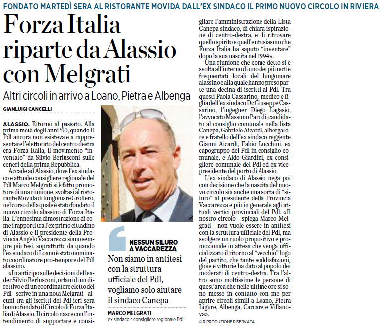 ALASSIOFUTURA: Alassio - Fondato l'altra sera il nuovo Circolo di FORZA ...