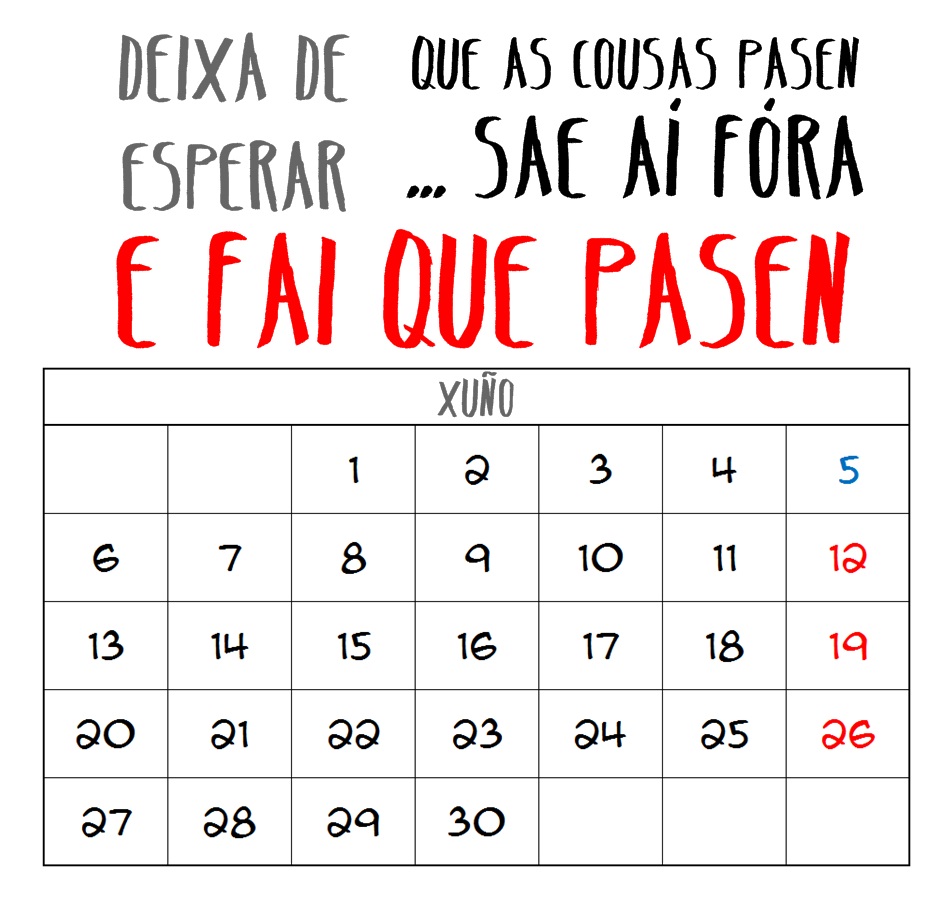 Calendario Maio-Xullo 2016