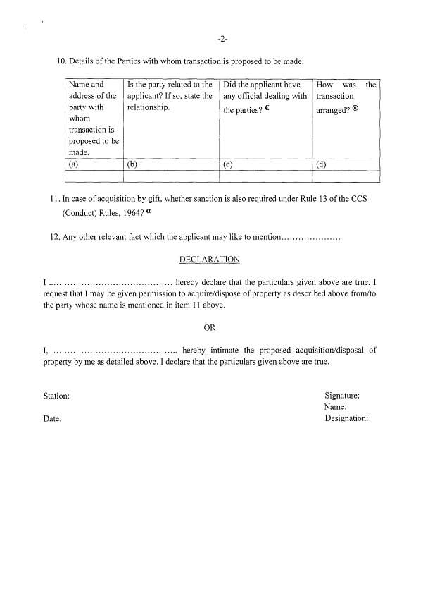 Form-I - Intimation or seeking previous sanction - Transaction of ...