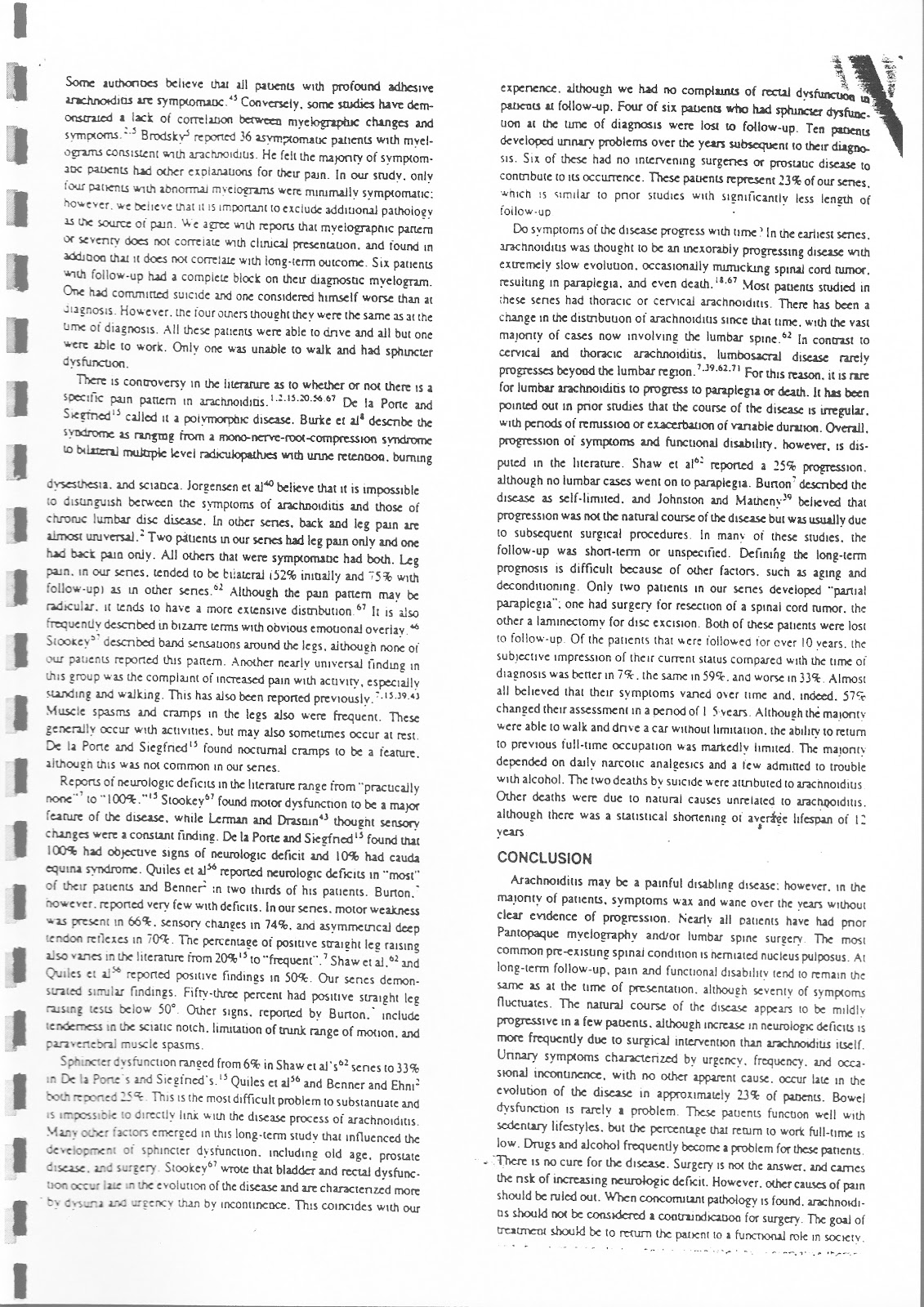 Myodil Killer: 11. The Long-Range Prognosis of Arachnoiditis 1989