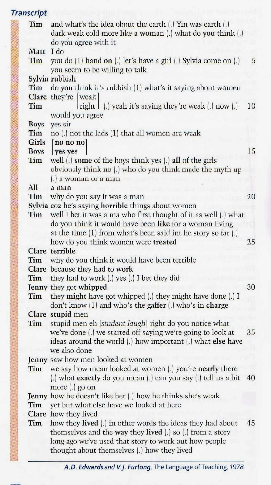 As English Language Analysing Spoken Texts