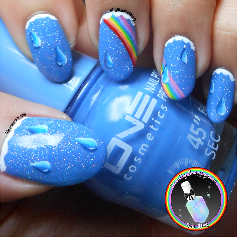 Freehand Rain, Rainbows And Ruffian Cloud Nail Art | IthinityBeauty.com ...