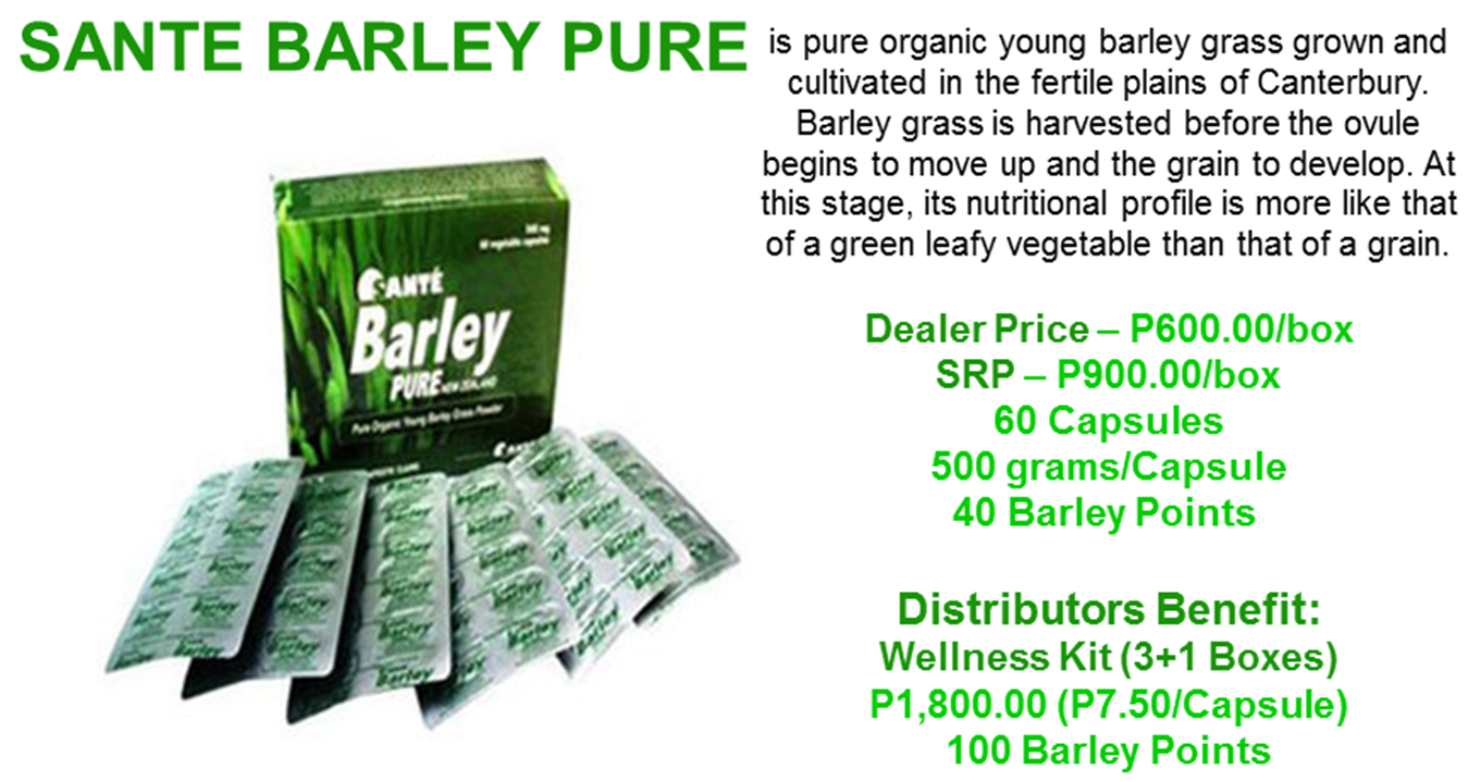 SANTE INTERNATIONAL "The Barley Company": Products