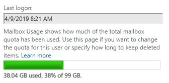 Office 365 Showing Mailbox Full When it is Not