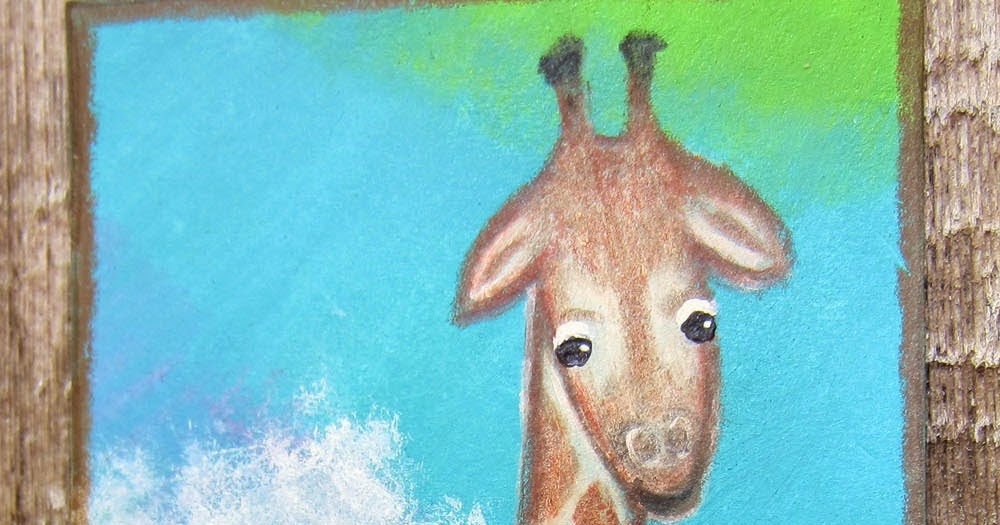 peaceofpi studio: Giraffe in the Clouds Miniature Art Journal Painting