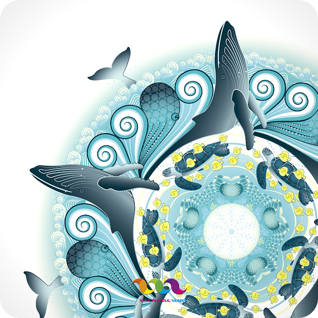Mandalas Marinos realizados con gráficos vectoriales