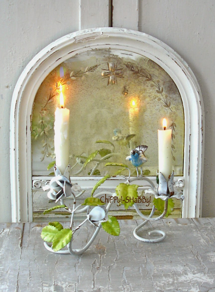 ChiPPy! - SHaBBy!: OMG!*!*! ViNtaGe Tole Candelabra WITH BiRdiE!*!*!