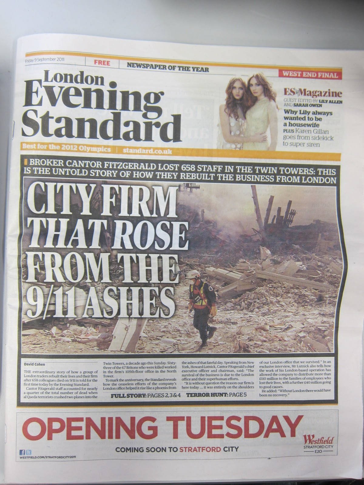 Utopia/Dystopia: Newspaper: London Evening Standard. (September 9th ...