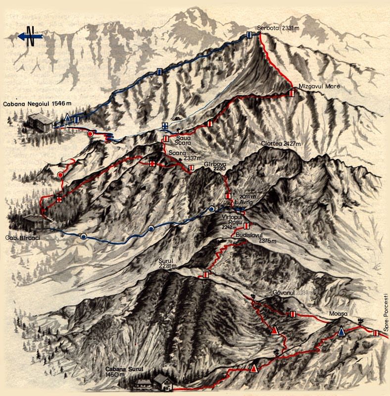 Harta Trasee Montane: Harti turistice trasee montane