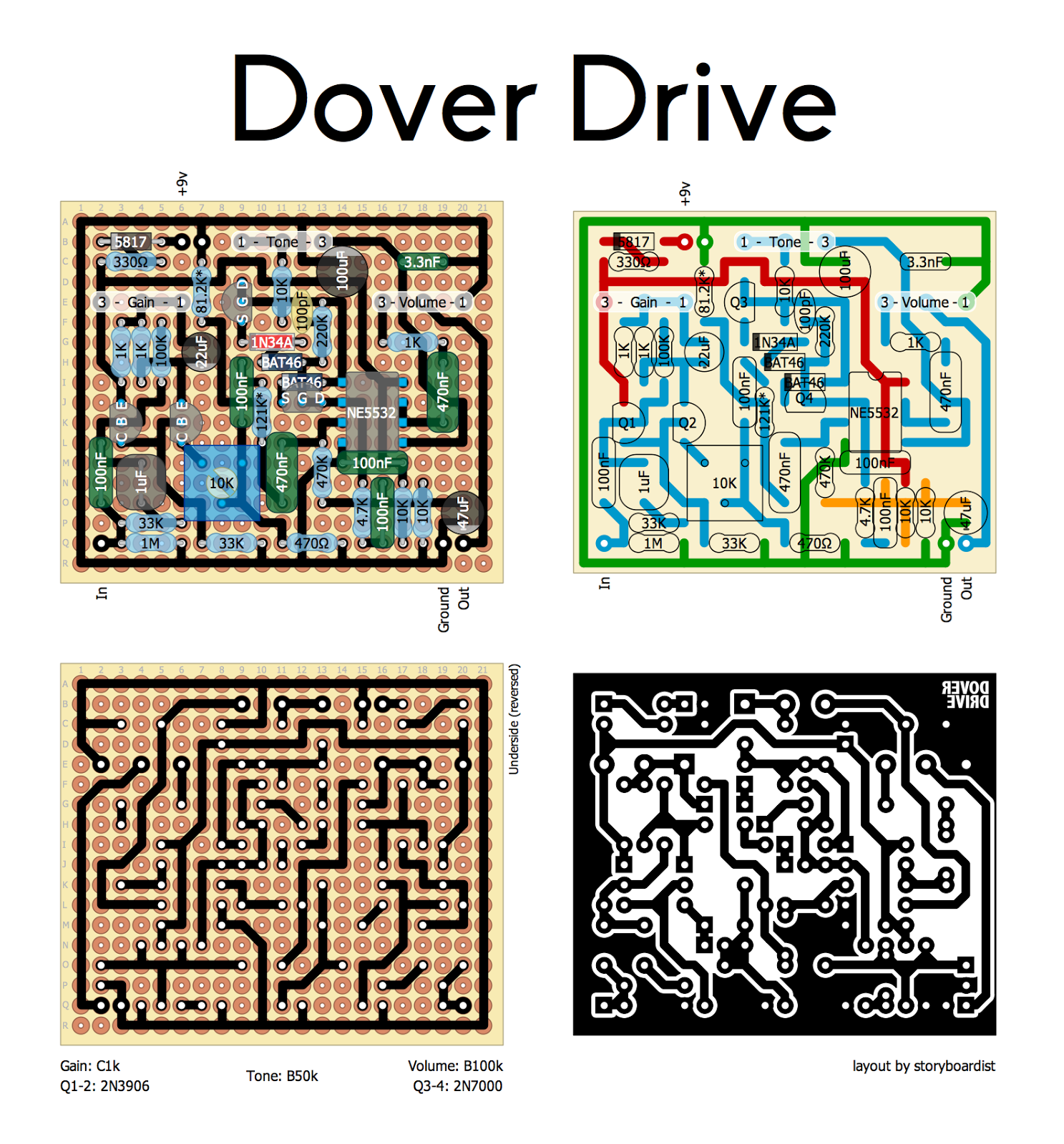 Perf and PCB Effects Layouts: Lovepedal Dover Drive