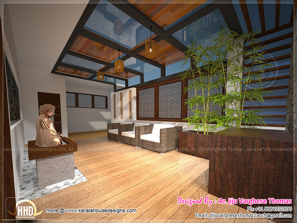 Home theater and spillover space interiors | Home Kerala Plans