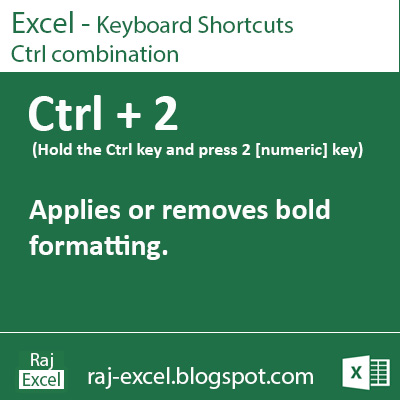 Raj Excel: Excel Keyboard Shortcuts: Ctrl + 2