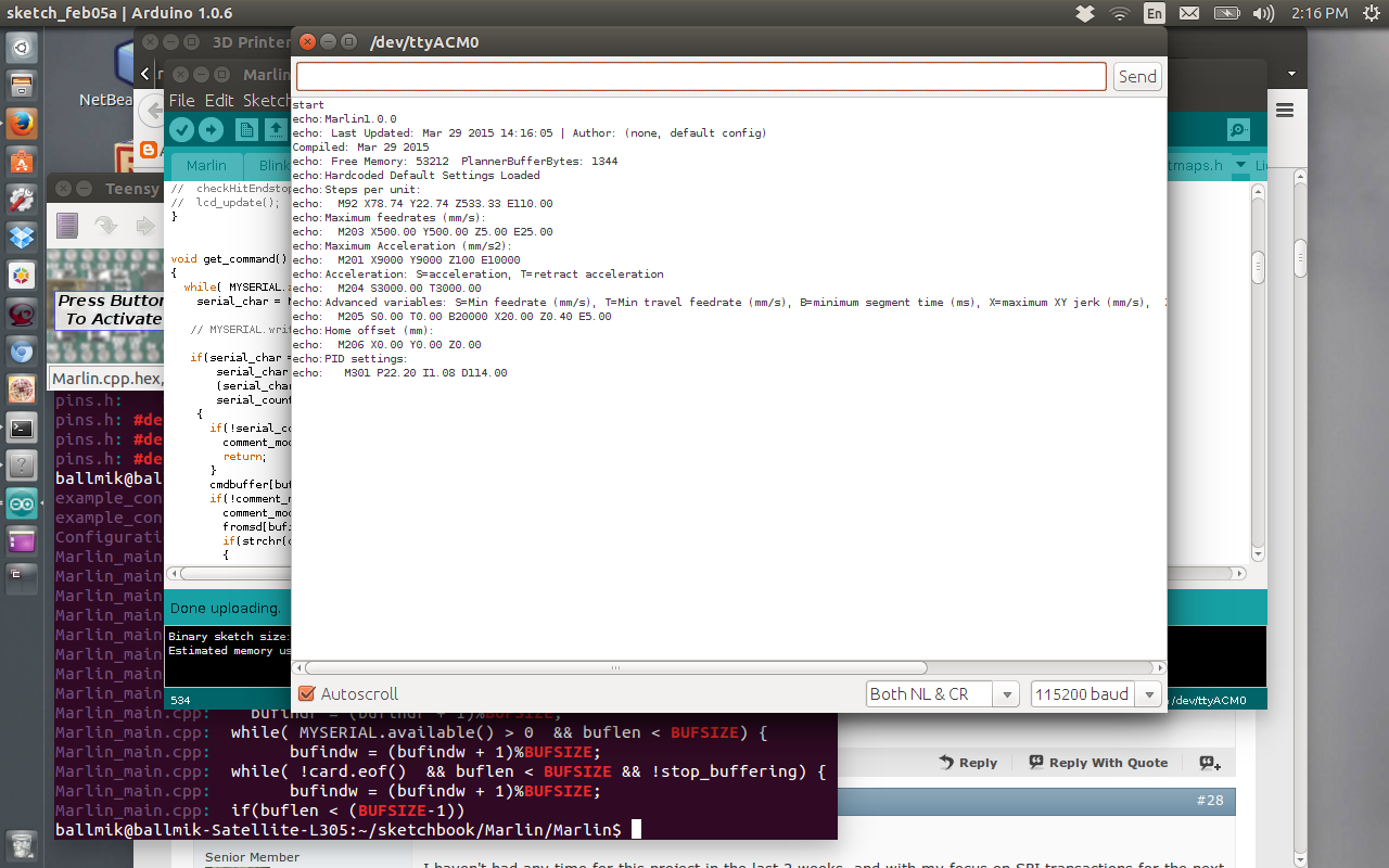 Arduino-Pi Ramblings: Marlin Firmware Compiled on Teensy 3.1 and ... well..