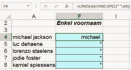 Tips voor Excel: Voornaam
