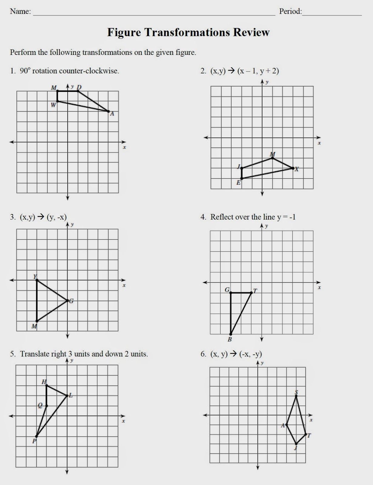 Mr. Matt's Math Classes: Assignment - Figure Transformations Review