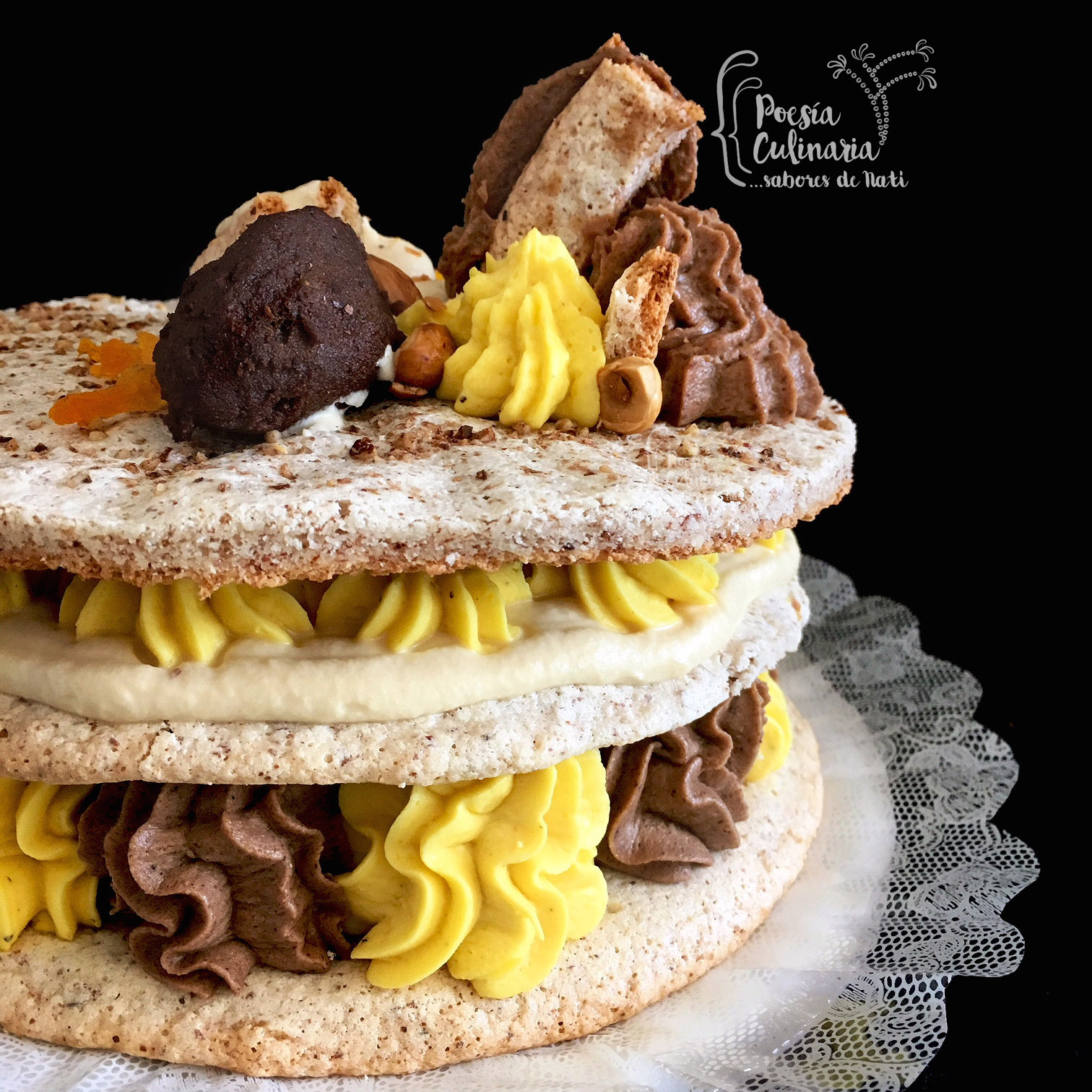 Poesía Culinaria . Sabores de Nati: Dacquoise de almendras, con ganache ...