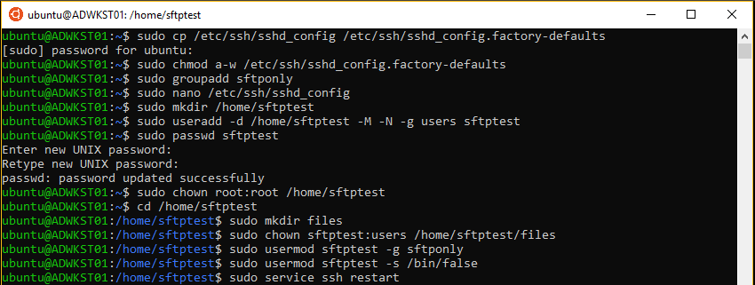 Integration stuff: Setting up SFTP server on Ubuntu Integration stuff: Setting up SFTP server on Ubuntu