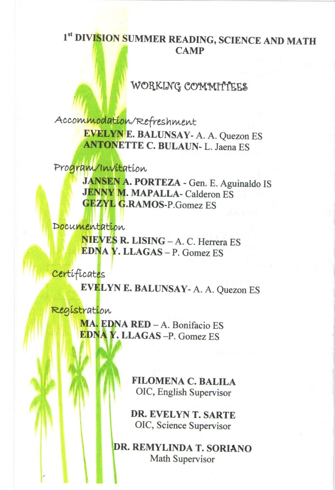 Department of Education Manila: 1st Division Summer Reading, Science ...