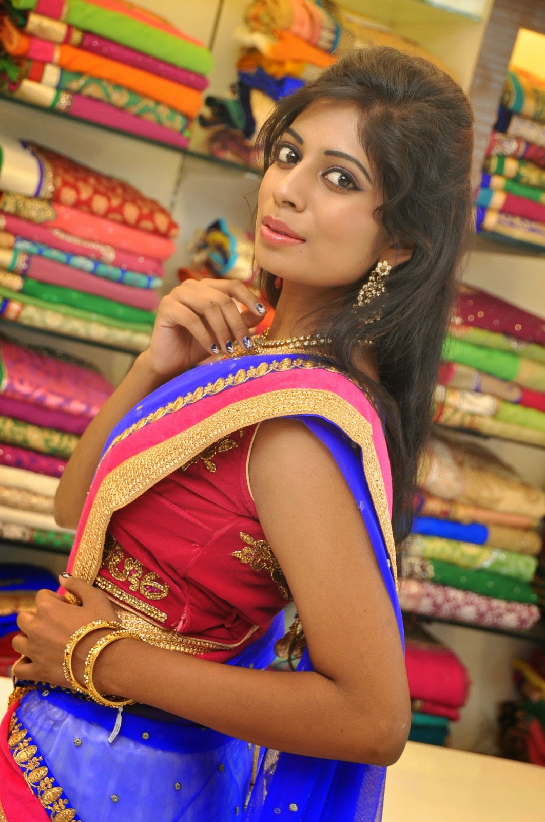 Mounika Reddy in half saree at Priyanka Shopping Mall Launch | Stylish ...