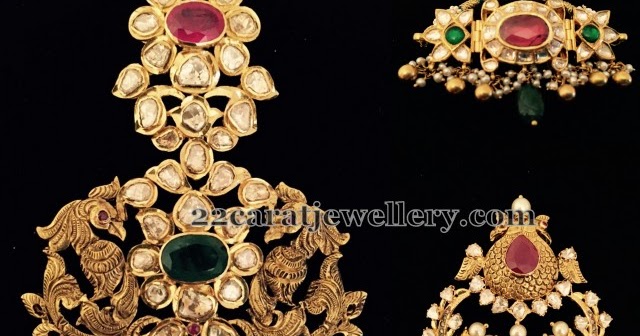 Pendant Sets in Kundan Design - Jewellery Designs