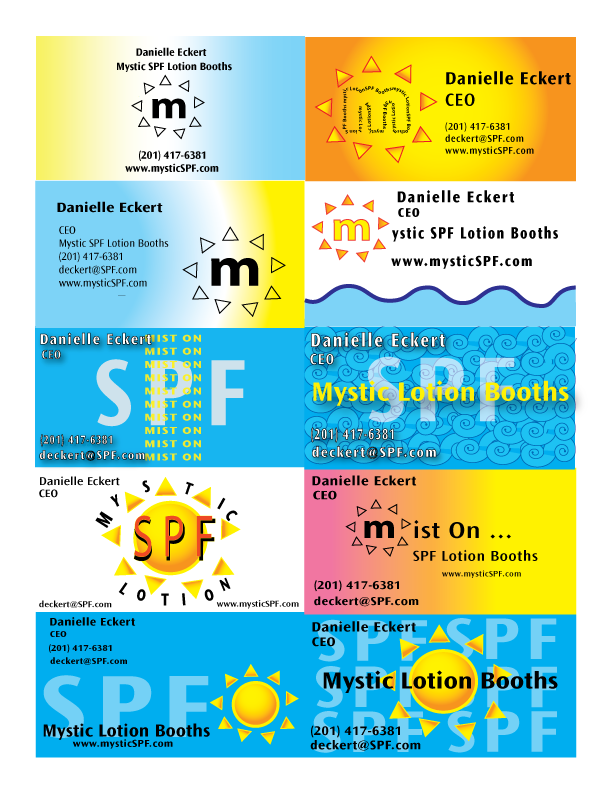 COM 210 My Digital Arts: Mystic SPF Lotion Booth Business Cards