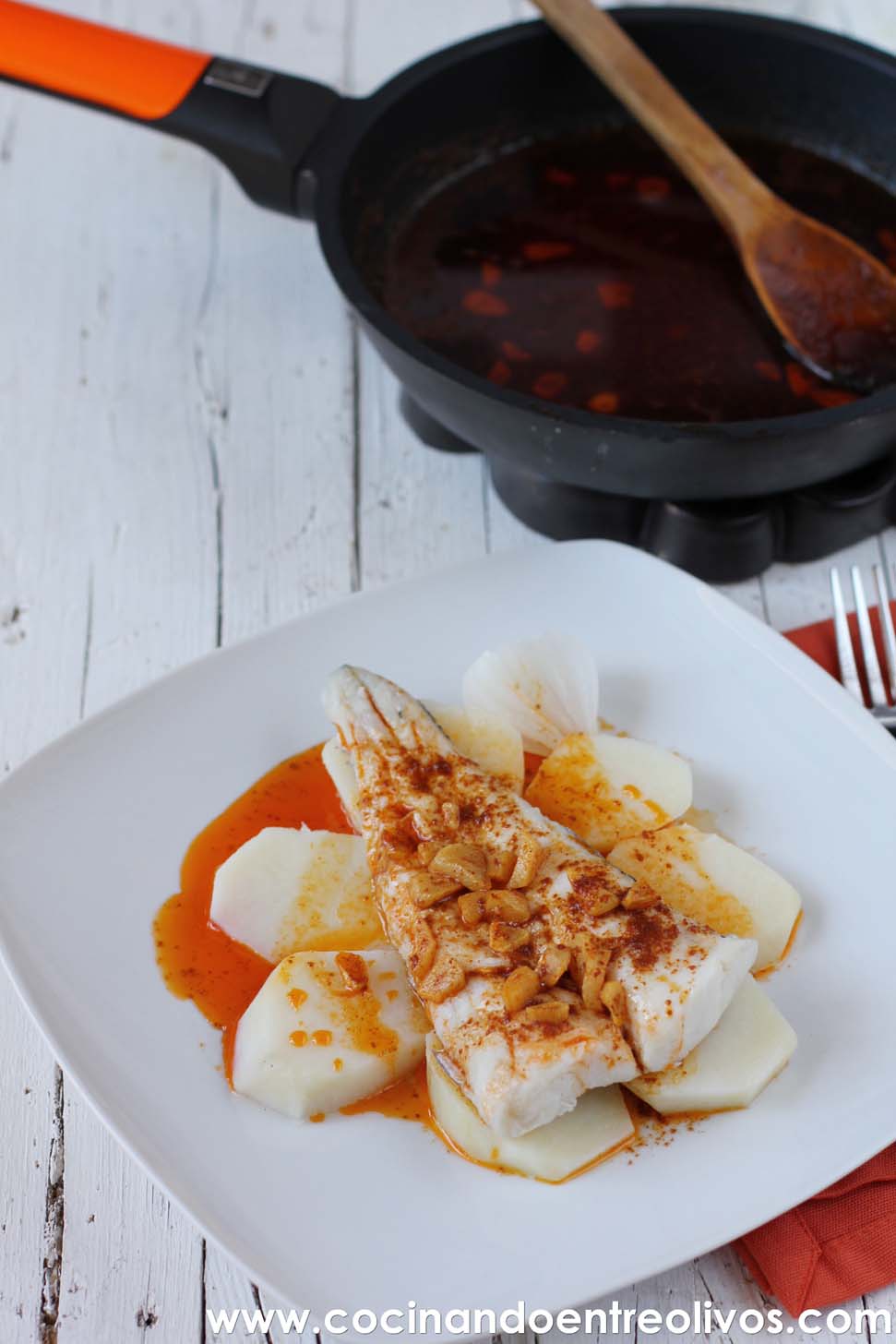 Merluza a la gallega. Receta paso a paso - Cocinando Entre Olivos
