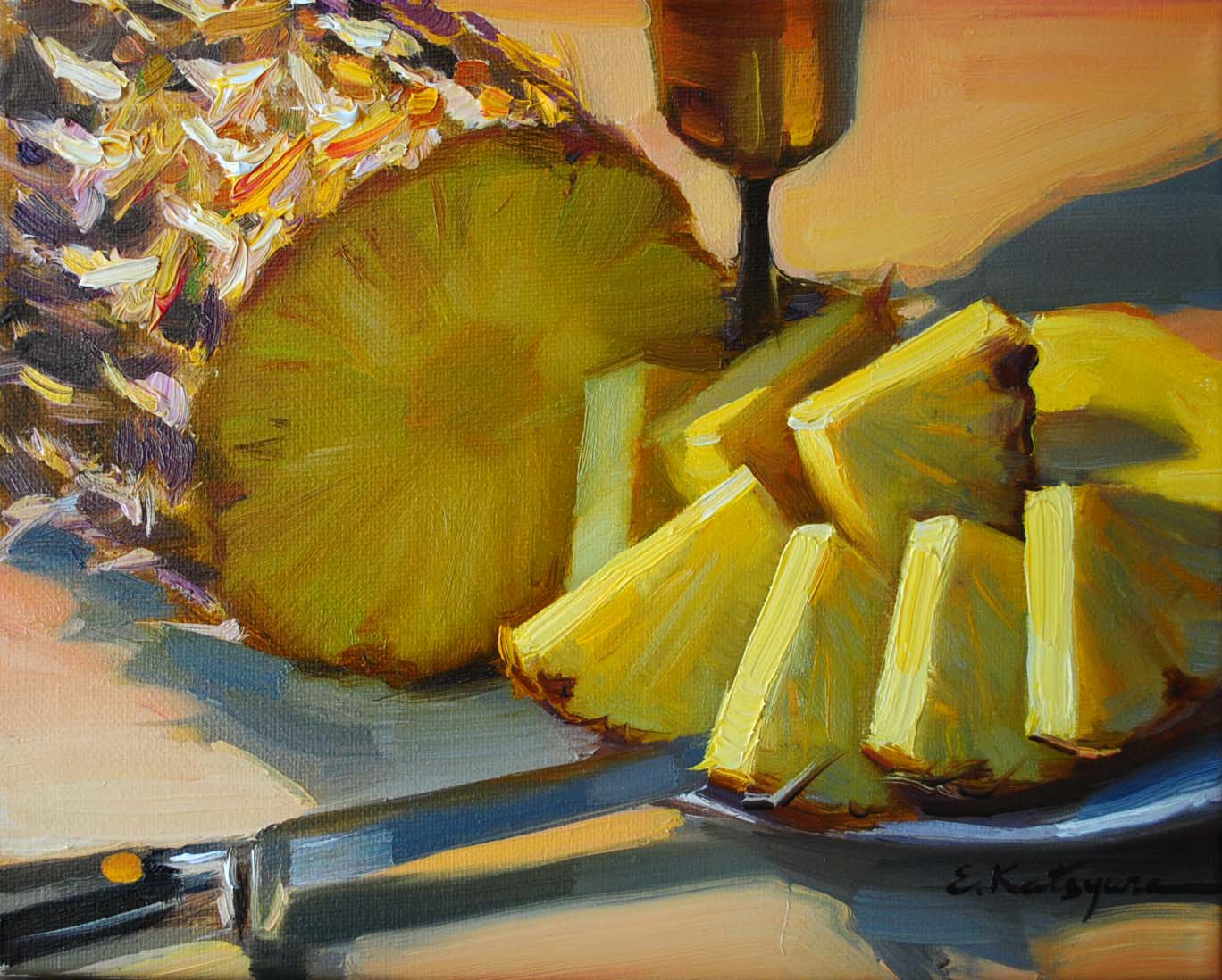 Paintings by Elena Katsyura: Still life with Pineapple
