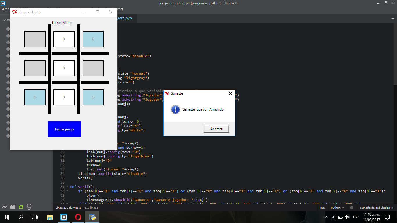 Juego del gato en python 2.7
