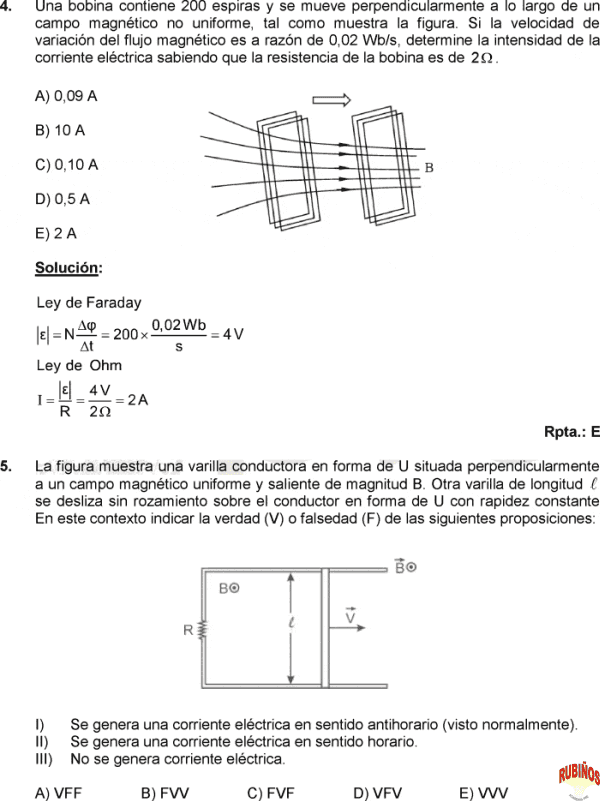 ELECTROMAGNETISMO PROBLEMAS RESUELTOS DE EXAMEN ADMISIÓN UNIVERSIDAD PDF