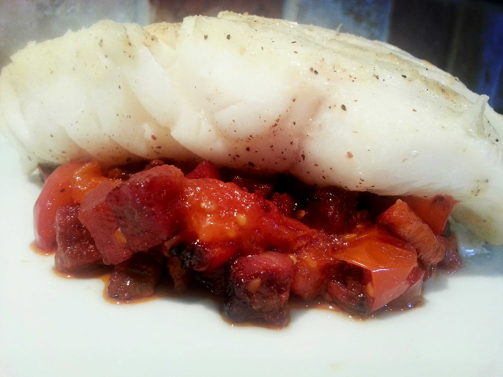 Jamies Recipe: Pan Fried Cod w Chorizo and Red Pepper